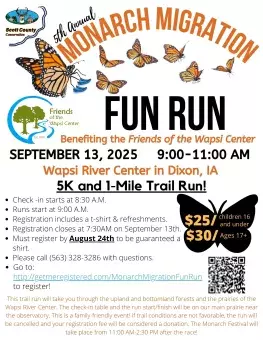 5th Annual Monarch Migration Fun Run | Scott County Iowa